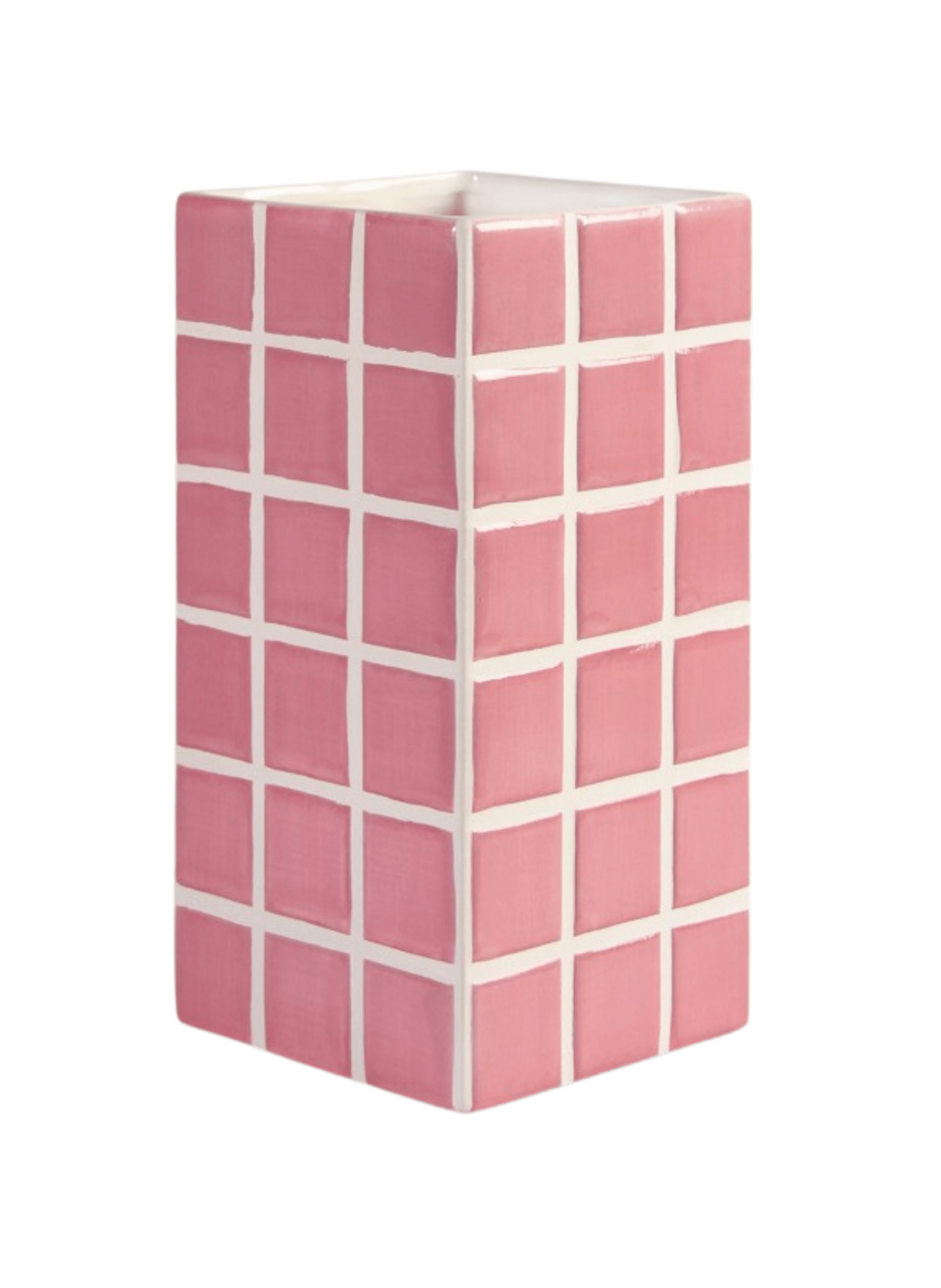 &k amsterdam Vase aus Dolomitstein mit Fliesenoptik Pink